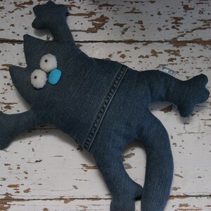 Recycled Denim Cat Toy , Stuffed Jean Cat , Soft Cat Toy , Cute Cat Toy ...