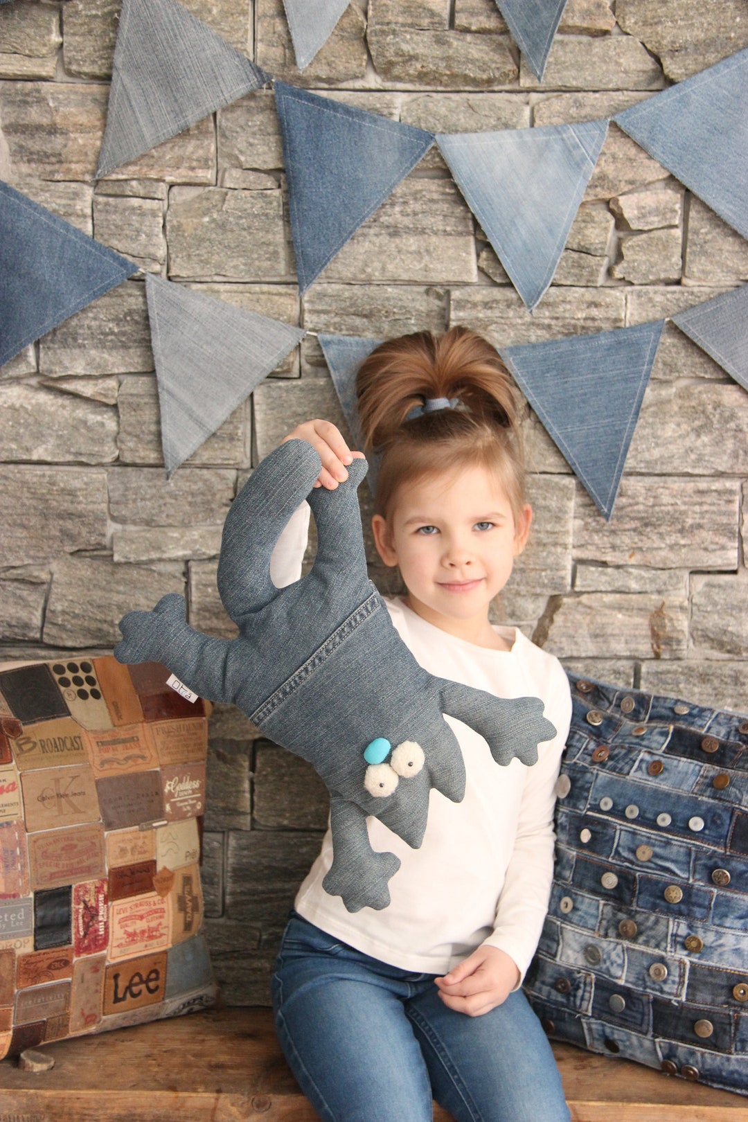 Recycled Denim Cat Toy , Stuffed Jean Cat , Soft Cat Toy , Cute Cat Toy ...