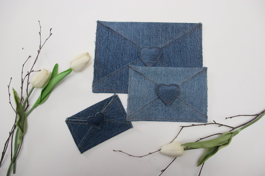 Denim Envelope With Stuffed Heart , Money Envelope , Thank You Envelope ...