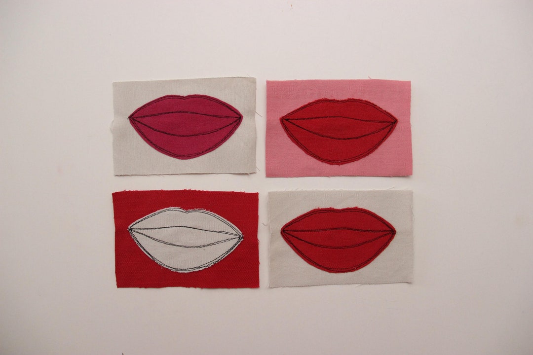 Lips Patches , Recycled Denim Lips Appliques , Lips Scrap Patches , Sew ...