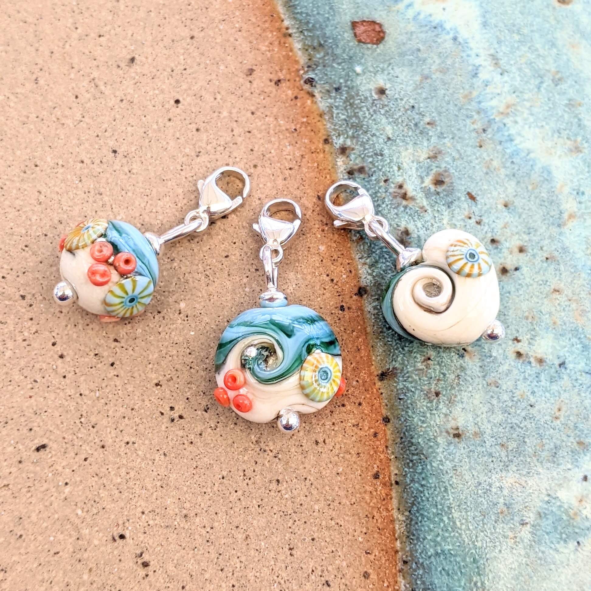 Sand & Sea Clip on Bead Charms for Bracelet by Beach Art Glass - Etsy