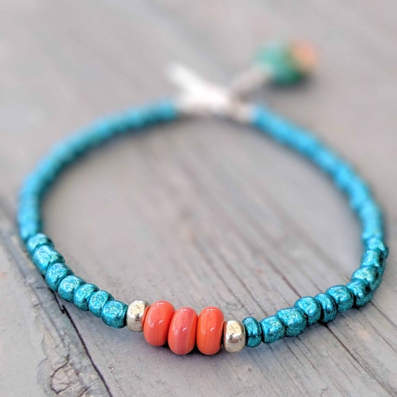 Sand & Sea Simply Charming Bracelet Handmade Glass Beads Beach - Etsy