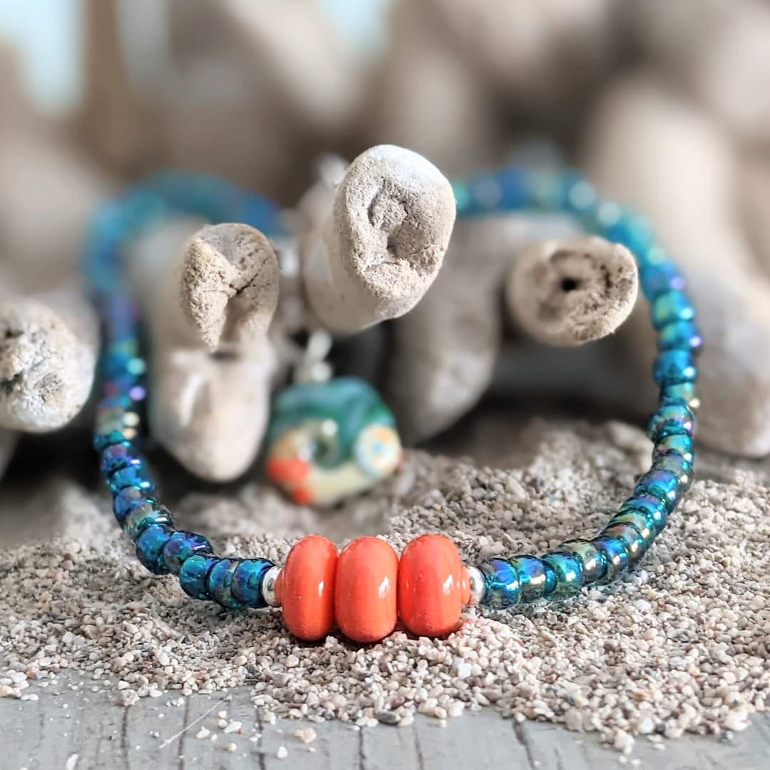 Sand & Sea Simply Charming Bracelet Handmade Glass Beads Beach Art ...