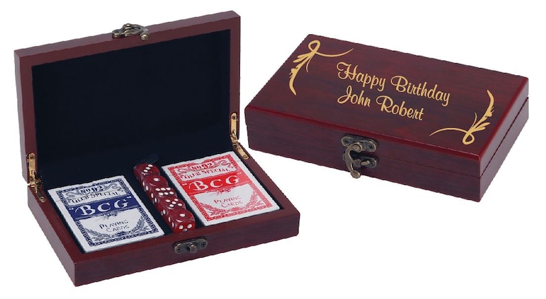 Card and Dice Set in Rosewood Box CRD01 - Etsy