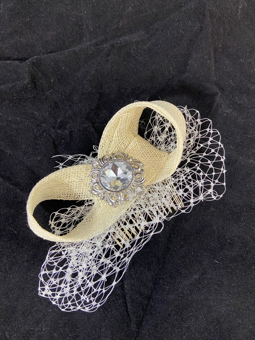 Ivory Bridal Comb, With Loop and Jewel Embellishment - Etsy