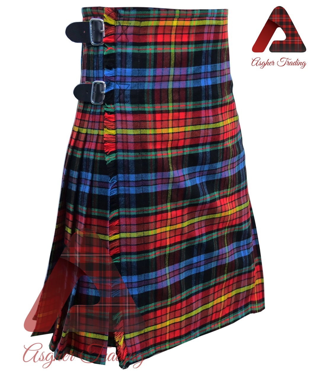 Scottish Handmade Traditional LGBTQ Pride Tartan Kilt 8 Yard Kilt for Men's - Custom Size Kilts ...
