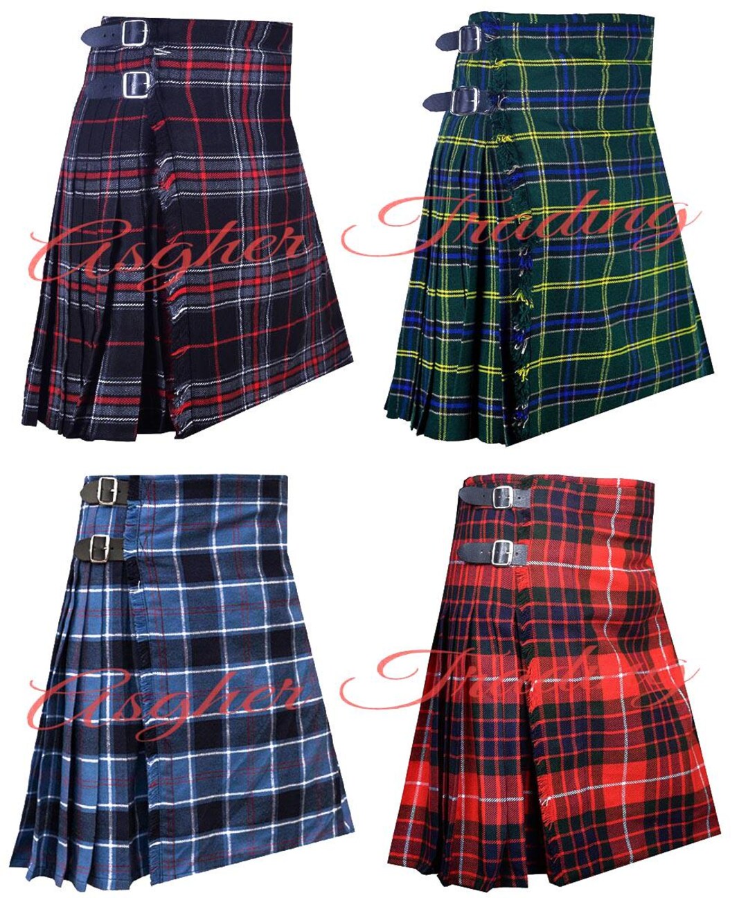 Handmade Traditional 8 Yard Tartan Kilt - Scottish Highland Men's Clan ...