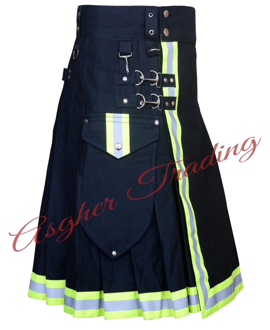 Scottish Firefighter Kilt - Black Cotton Kilt Tactical Utility Kilt ...