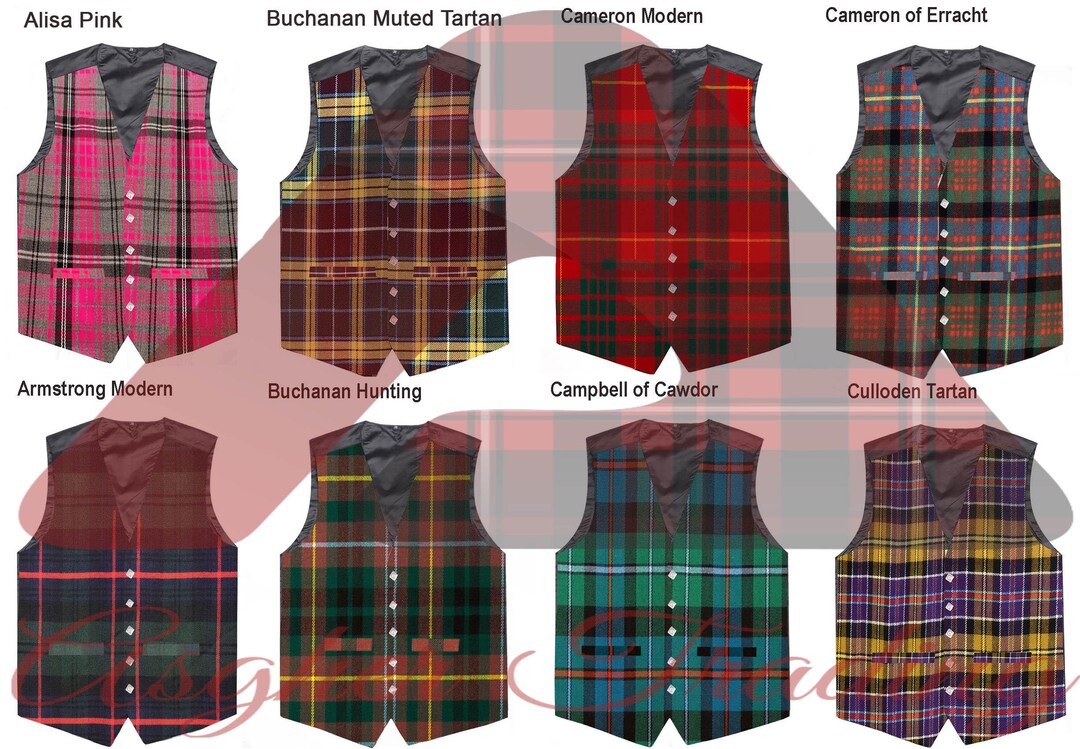 Hand Made Traditional Scottish 5 Buttons Clan Tartan Plaid Waistcoat ...