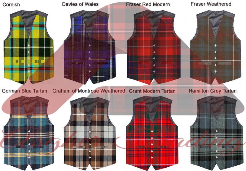 Hand Made Traditional Scottish 5 Buttons Clan Tartan Plaid Waistcoat ...