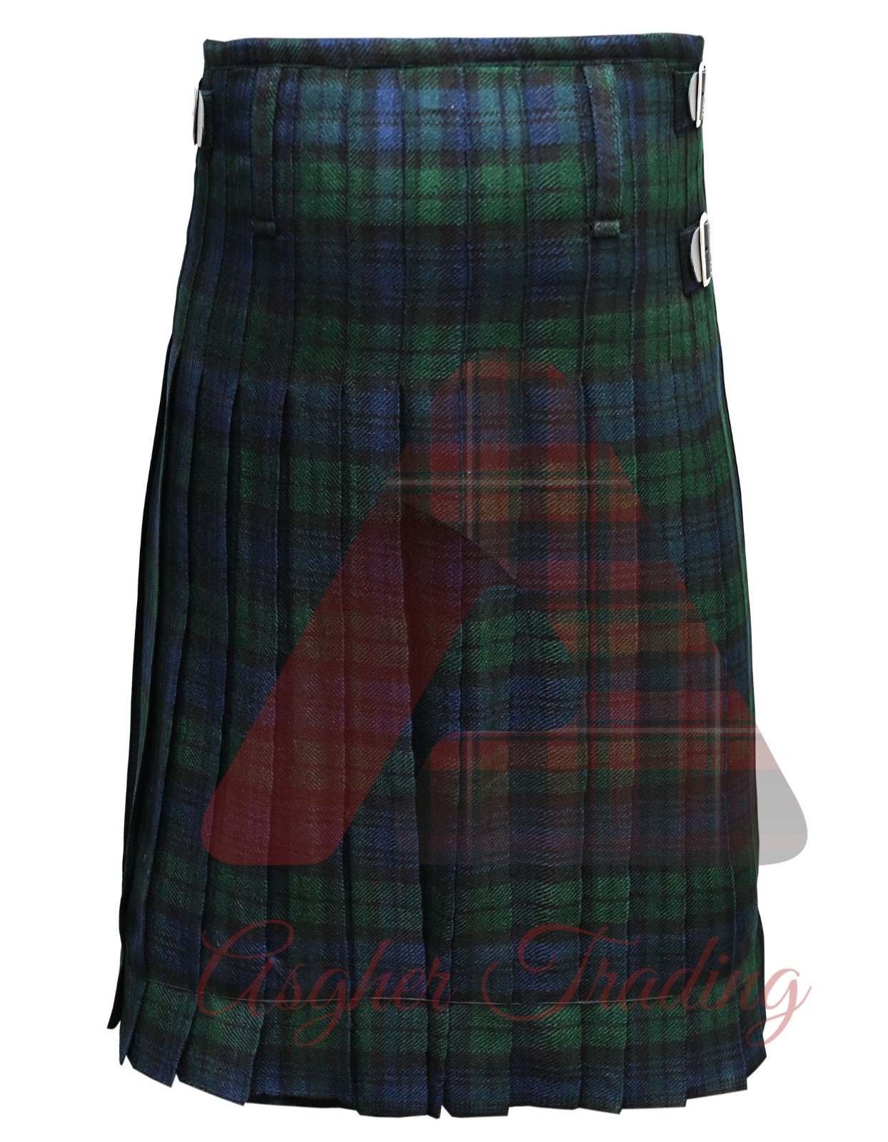 Scottish Handmade Kilts Black Watch Tartan 8 Yard Kilt With Kilt Fly ...