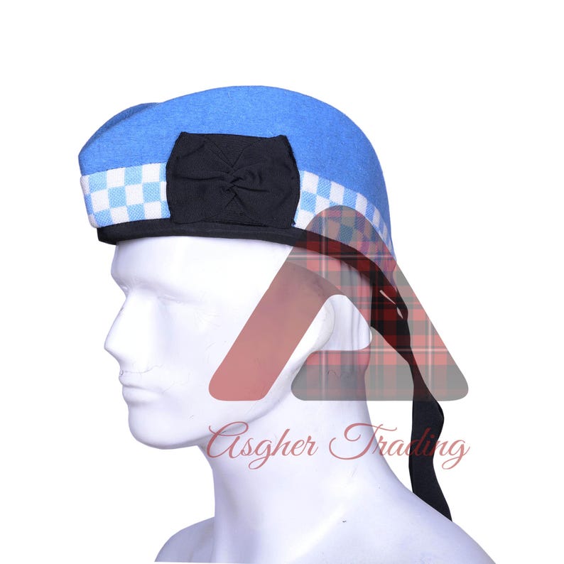 Scottish Highlander Military Piper 100% Sky Blue Wool GLENGARRY Cap ...