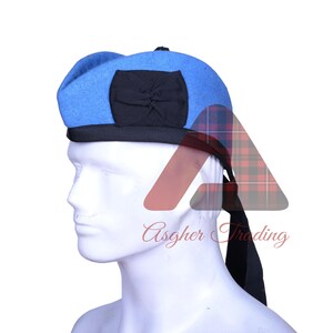 Scottish Handmade Highlander Military Piper Sky Blue Wool Glengarry ...
