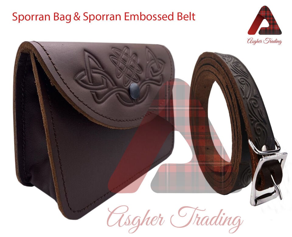 Scottish Kilt Belt Pouch Sporran Bag Kilt Sporran Beltstrap Embossed ...
