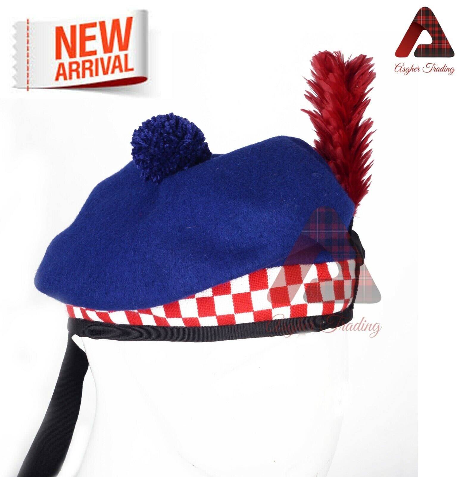 Scottish Highlander Military Piper Red & White Double DICED BALMORAL ...