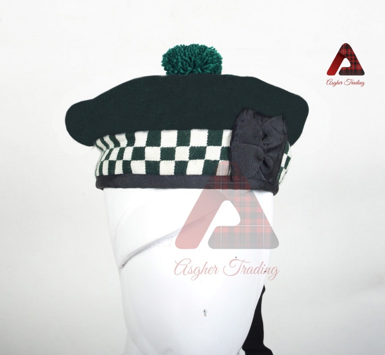 Scottish Highlander Celtic KILT Hat 100% Green Wool Bonnet Hat Green ...