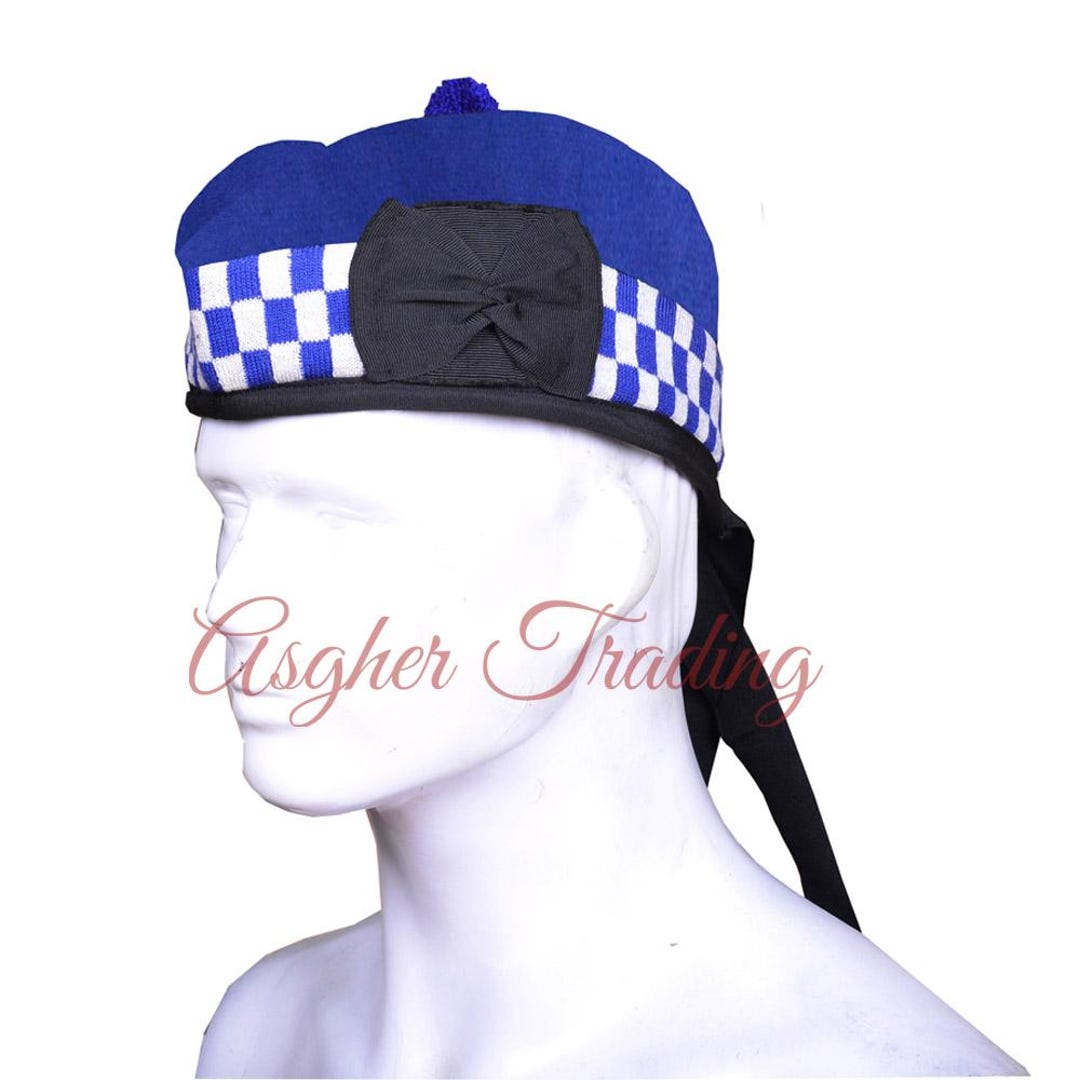 Handmade Royal Blue Wool Glengarry Cap: Scottish Piper Kilt Hat - Etsy