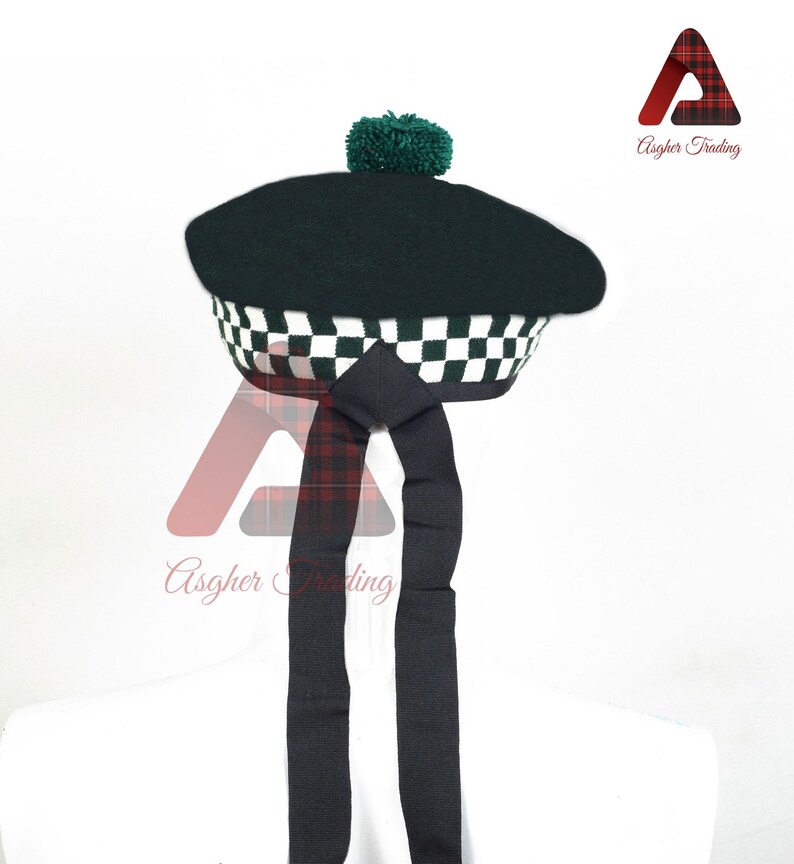 Scottish Highlander Celtic KILT Hat 100% Green Wool Bonnet Hat Green ...
