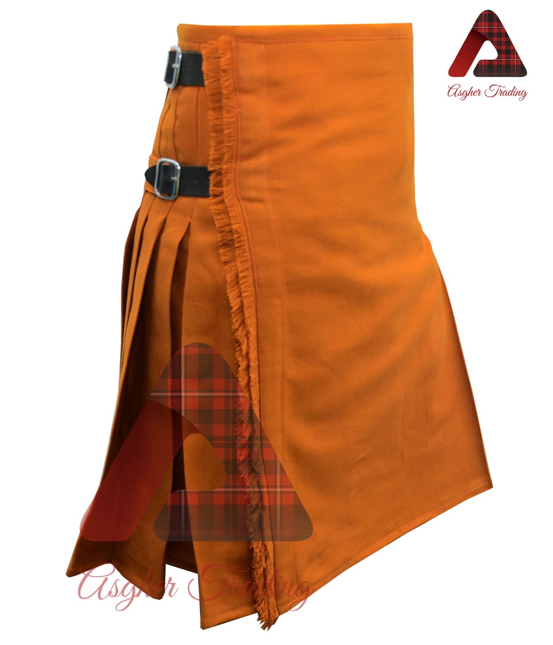 Scottish Handmade Traditional Saffron Tartan Kilt for Men's Custom Size ...