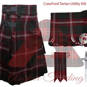 Scottish Utility Kilt - Clan Crawford Tartan Kilt - Kilt Fly Plaid ...