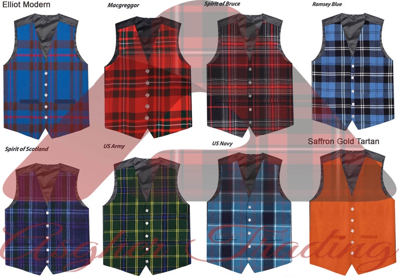 Hand Made Traditional Scottish 5 Buttons Clan Tartan Plaid Waistcoat ...
