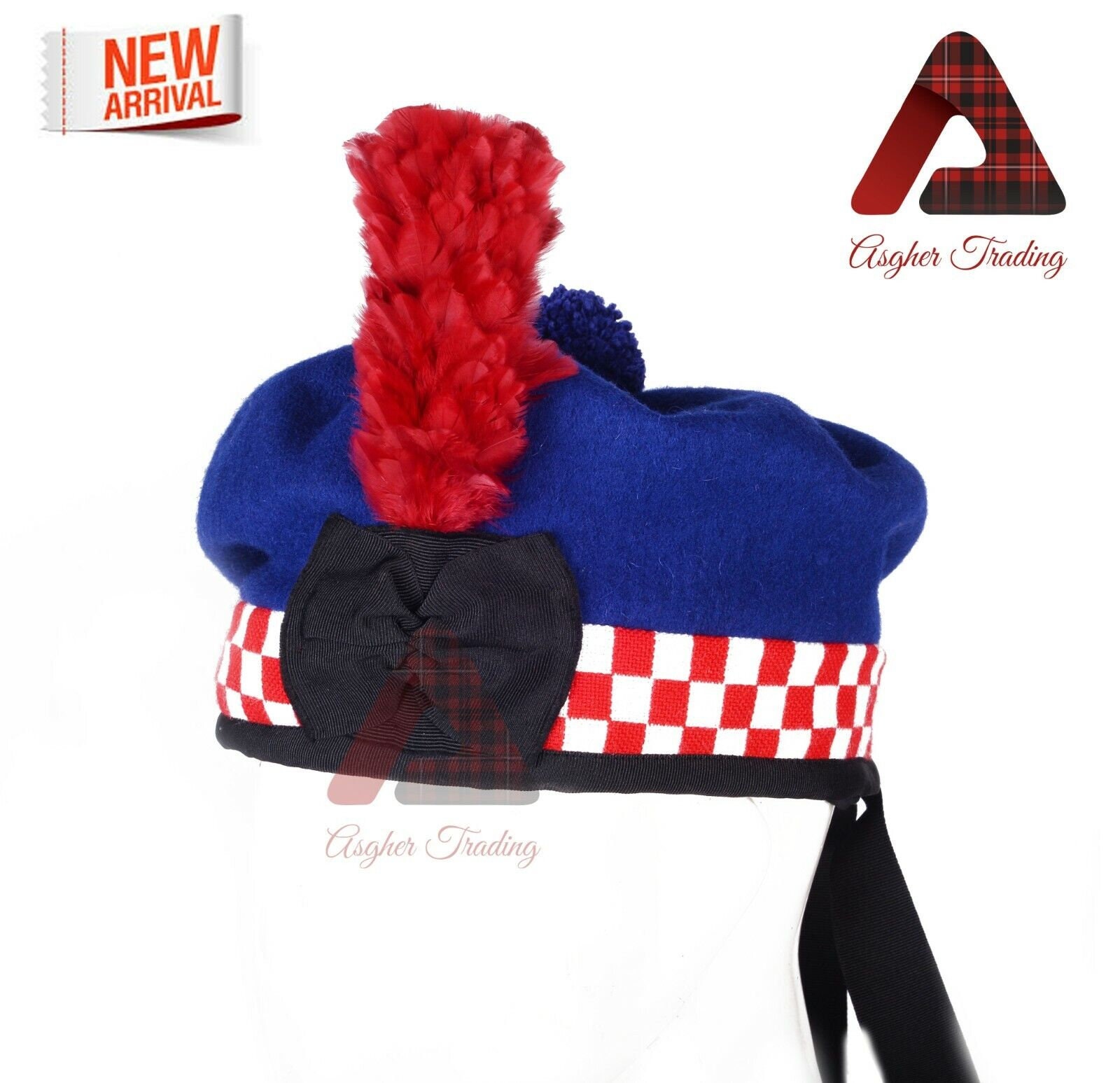 Scottish Highlander Military Piper Red & White Double DICED BALMORAL ...