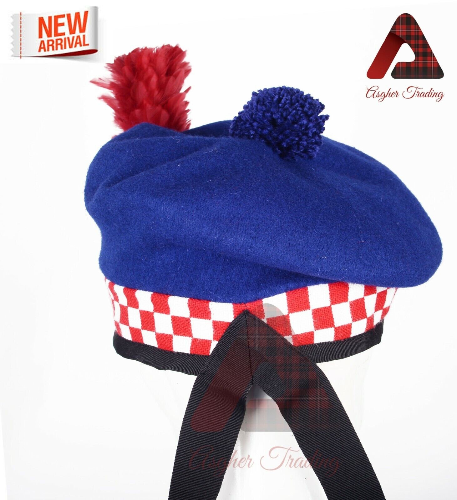 Scottish Highlander Military Piper Red & White Double DICED BALMORAL ...