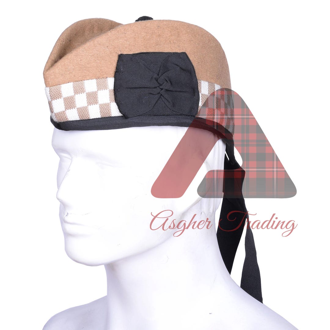 Scottish Highlander Military Piper 100% Khaki Wool GLENGARRY Cap ...