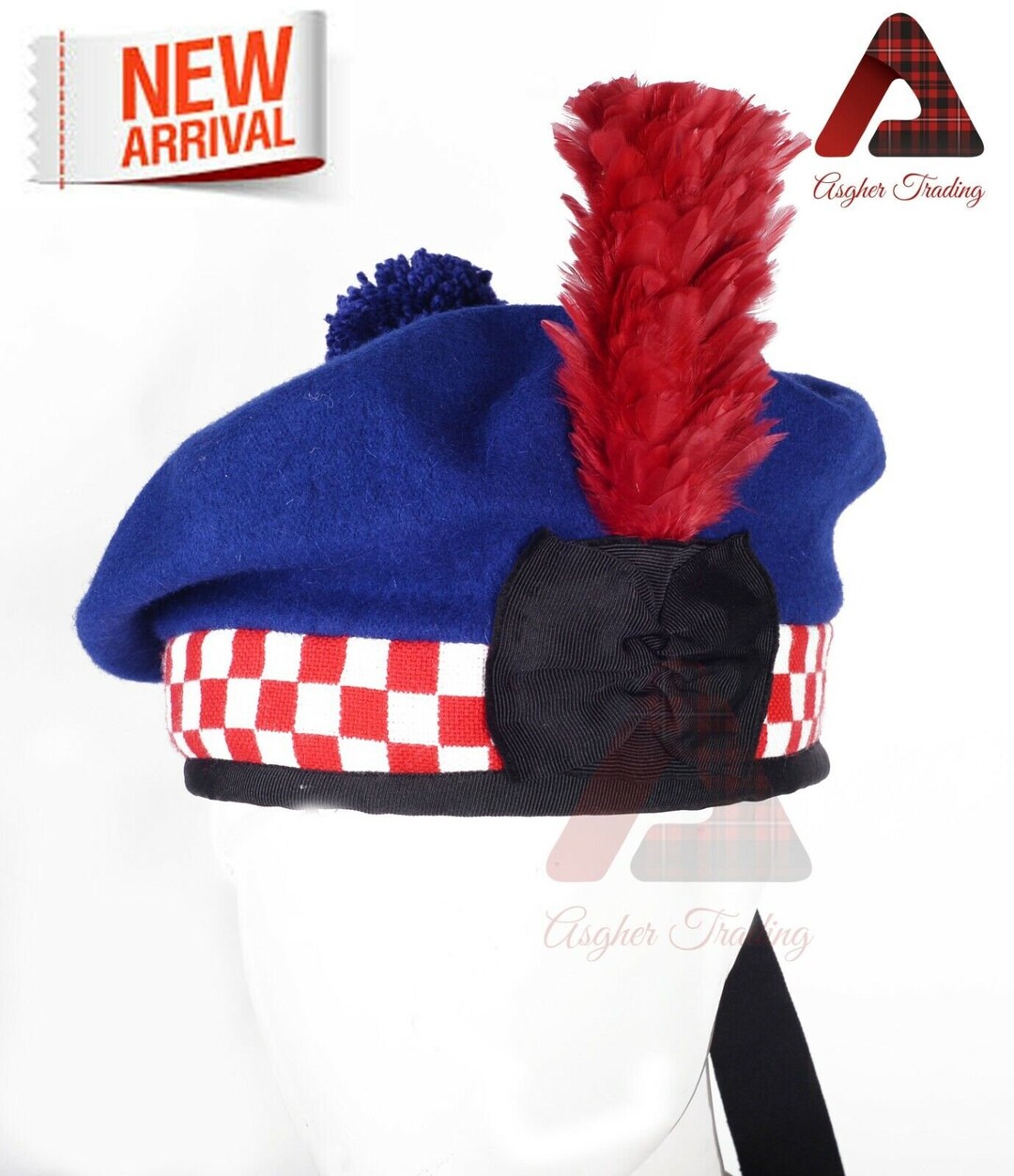 Scottish Highlander Military Piper Red & White Double DICED BALMORAL ...