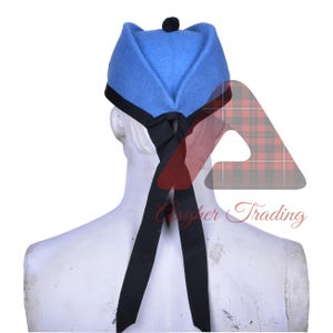 Scottish Handmade Highlander Military Piper Sky Blue Wool Glengarry ...