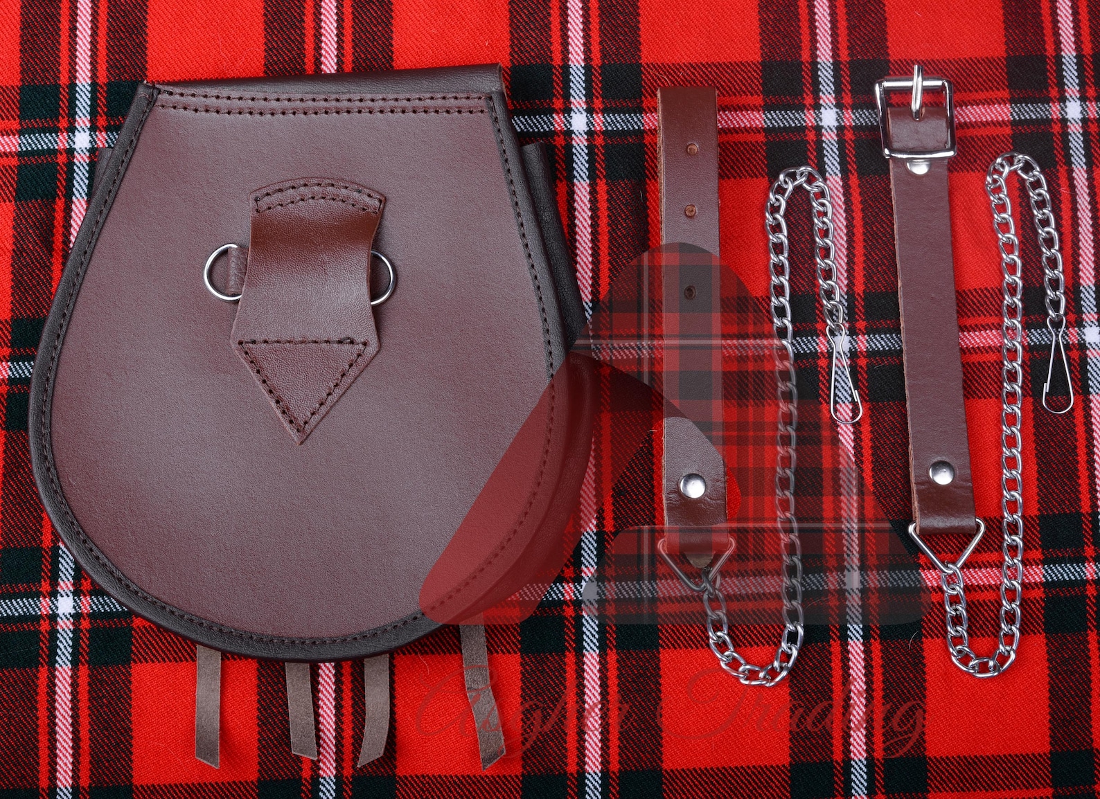 Scottish Brown Leather ROB ROY SPORRAN - Kilt Sporran With Leather Lace ...