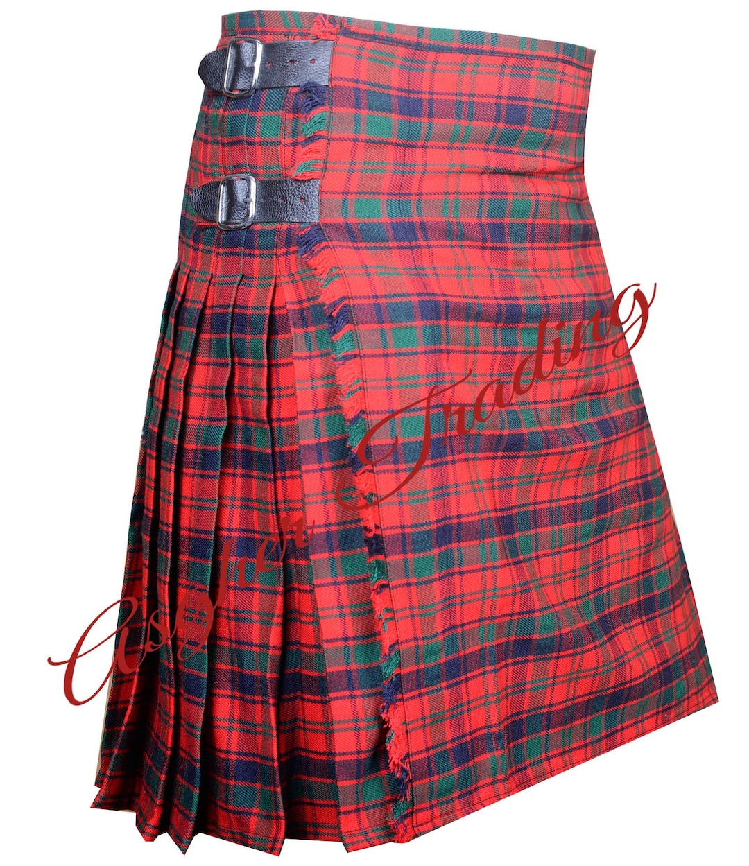 Robertson Red Modern Tartan Kilt - 8 Yard Kilt - Scottish Handmade ...