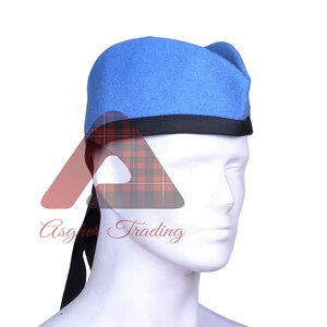 Scottish Handmade Highlander Military Piper Sky Blue Wool Glengarry ...