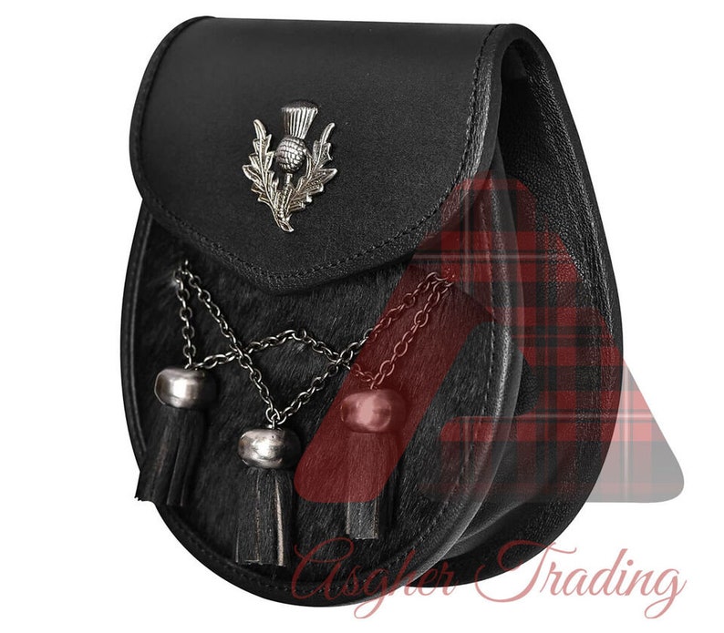 Scottish Thistle Badge Kilt Sporran With Embossed Sporran Strap Fly ...