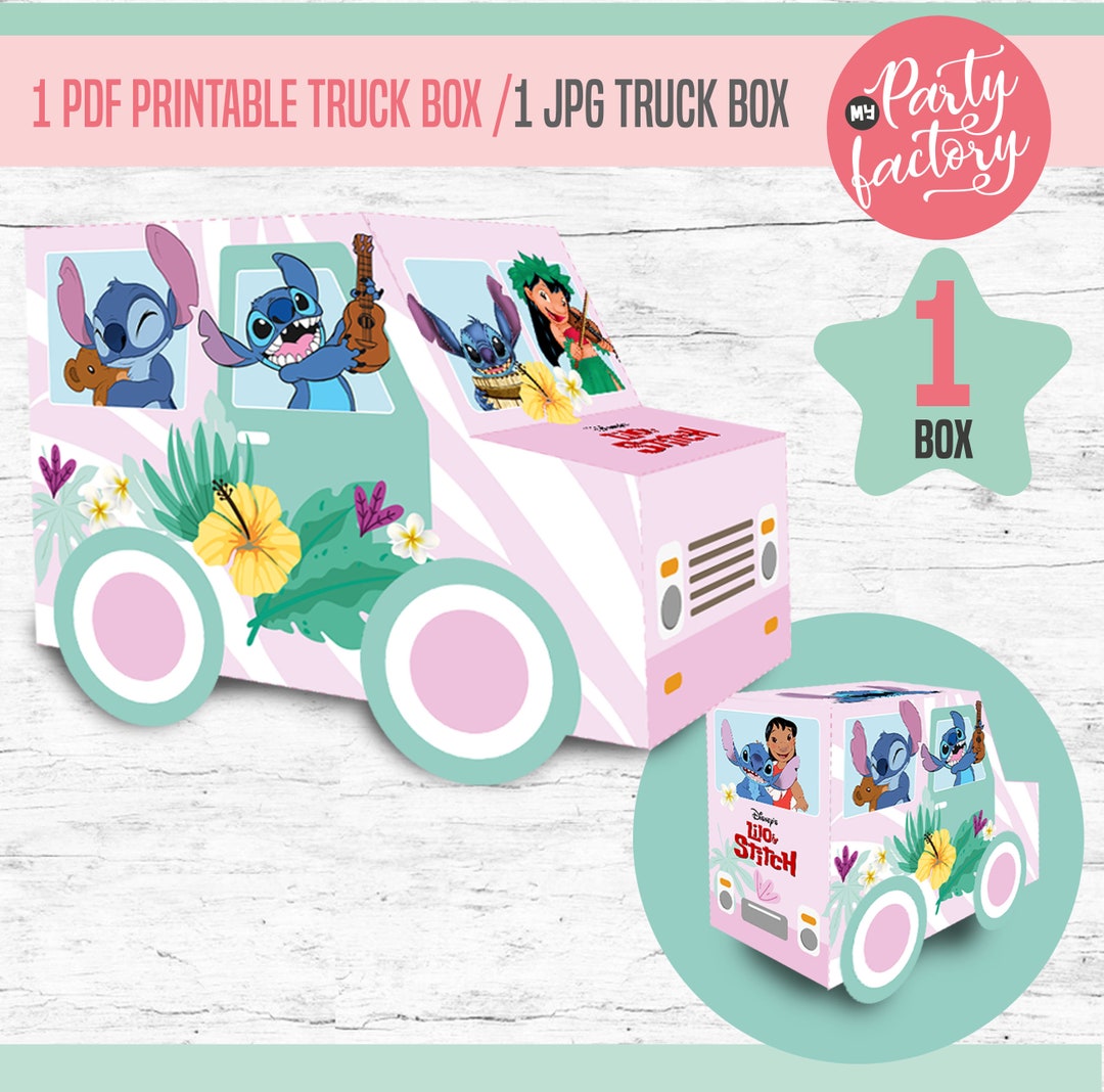 Stitch Printable Truck Favor Party Box, Digital, PDF and JPG - Etsy