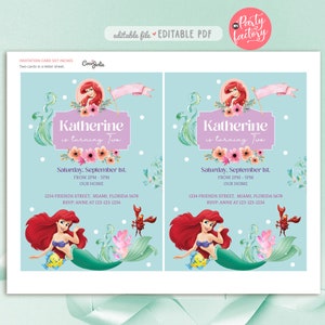 Ariel the Little Mermaid Invitation Editable PDF Digital - Etsy