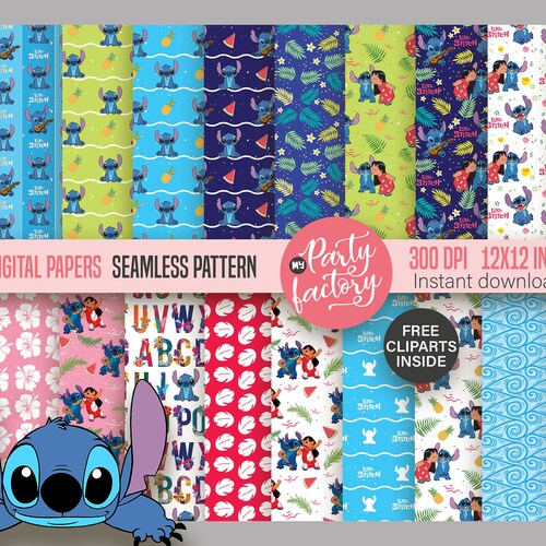 Lilo Stitch 20 Digital Paper & Free PNG Clipart Included Free - Etsy