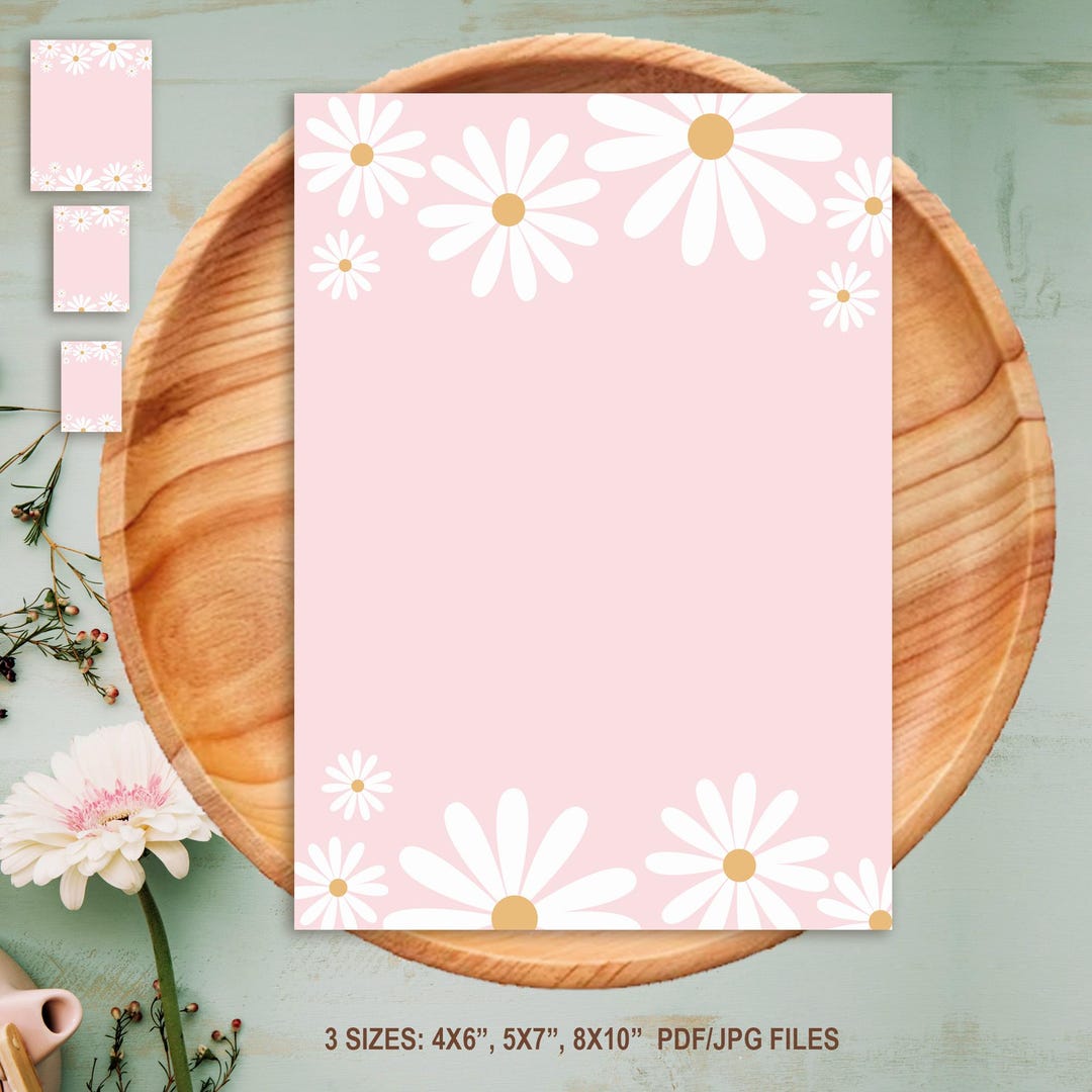 Pink Blank Daisy Flower Template, Daisy Background Invite, PDF & JPG ...