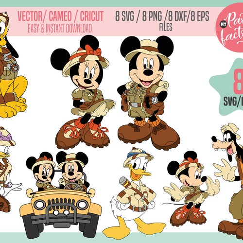 Safari Minnie Mouse Clipart SVG PNG EPS Vector Digital - Etsy