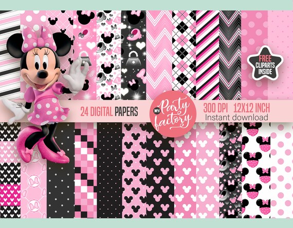24 Minnie Digital Paper & Free PNG Clipart Included Free Png - Etsy