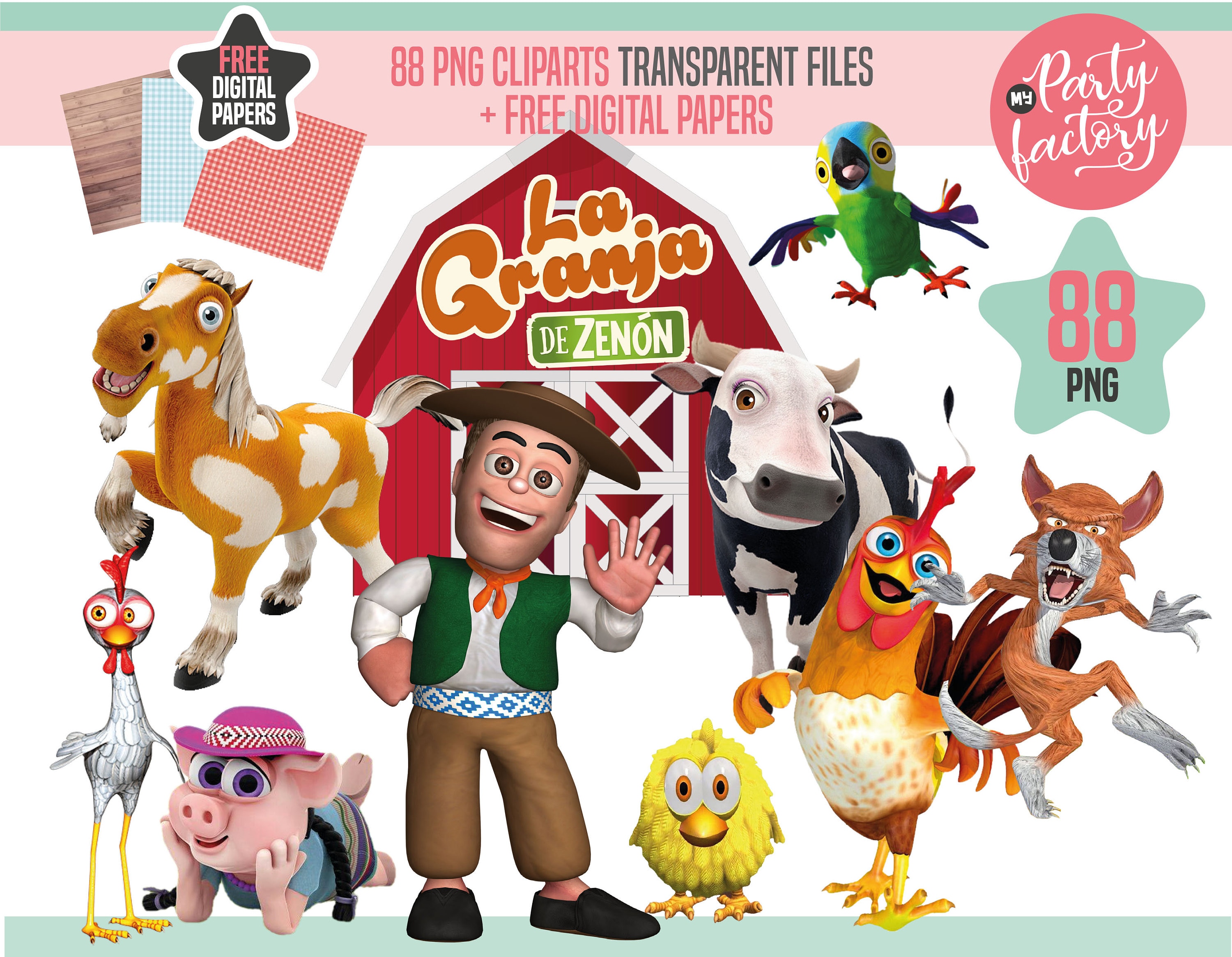 The Zenon Characters Farm Png Images The Zenon Printable - Etsy México