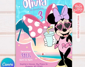 Party Custom Minnie Mouse Pool Party - Etsy