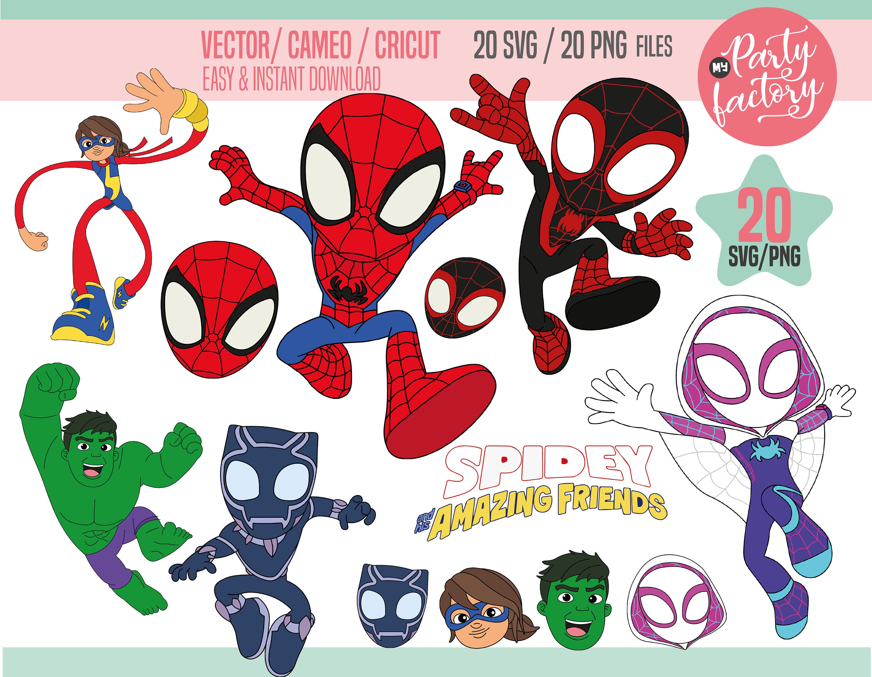 20 Clipart Spidey and Friends Spidey Digital Download SVG - Etsy
