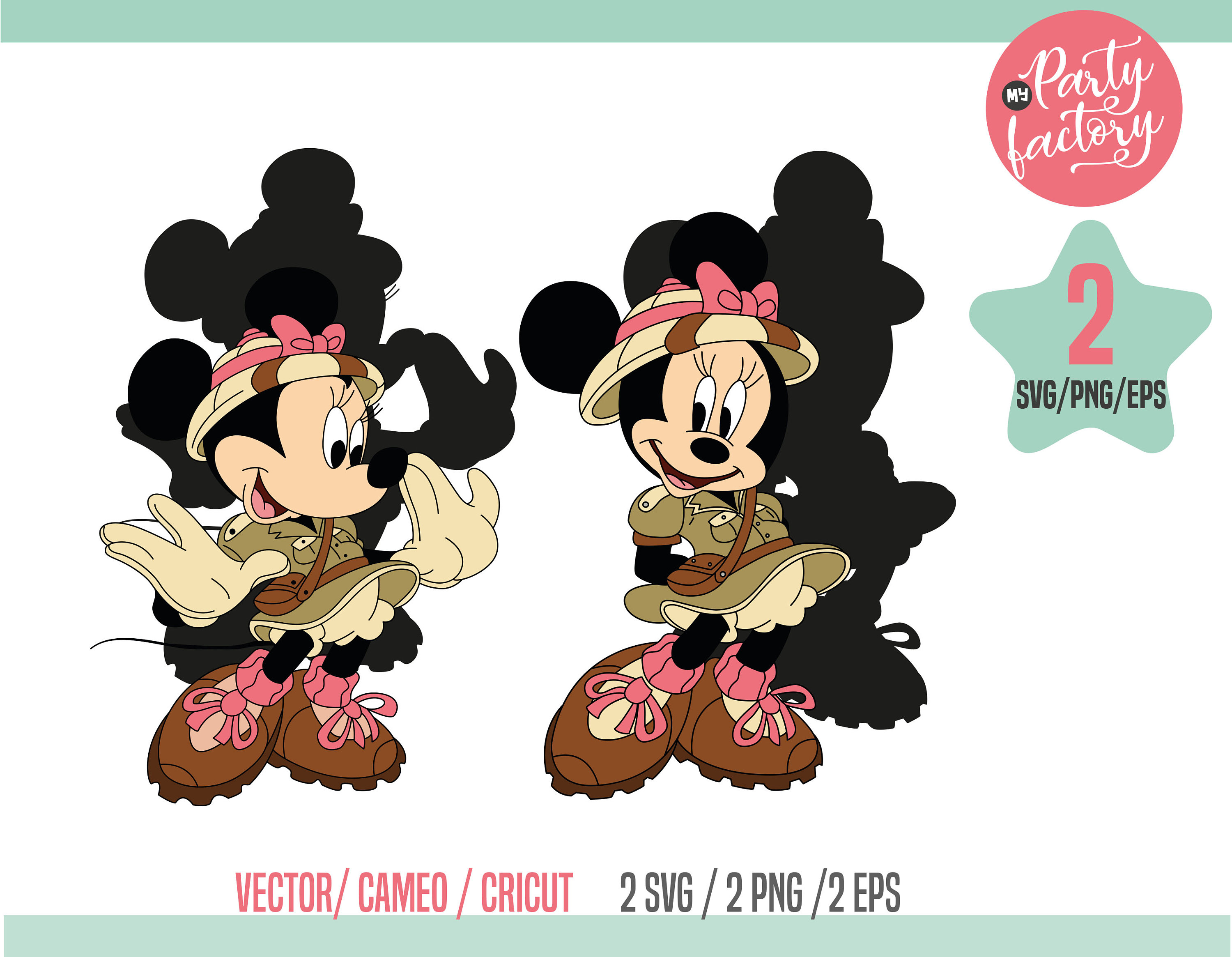Safari Minnie Mouse Clipart SVG PNG EPS Vector Digital - Etsy México