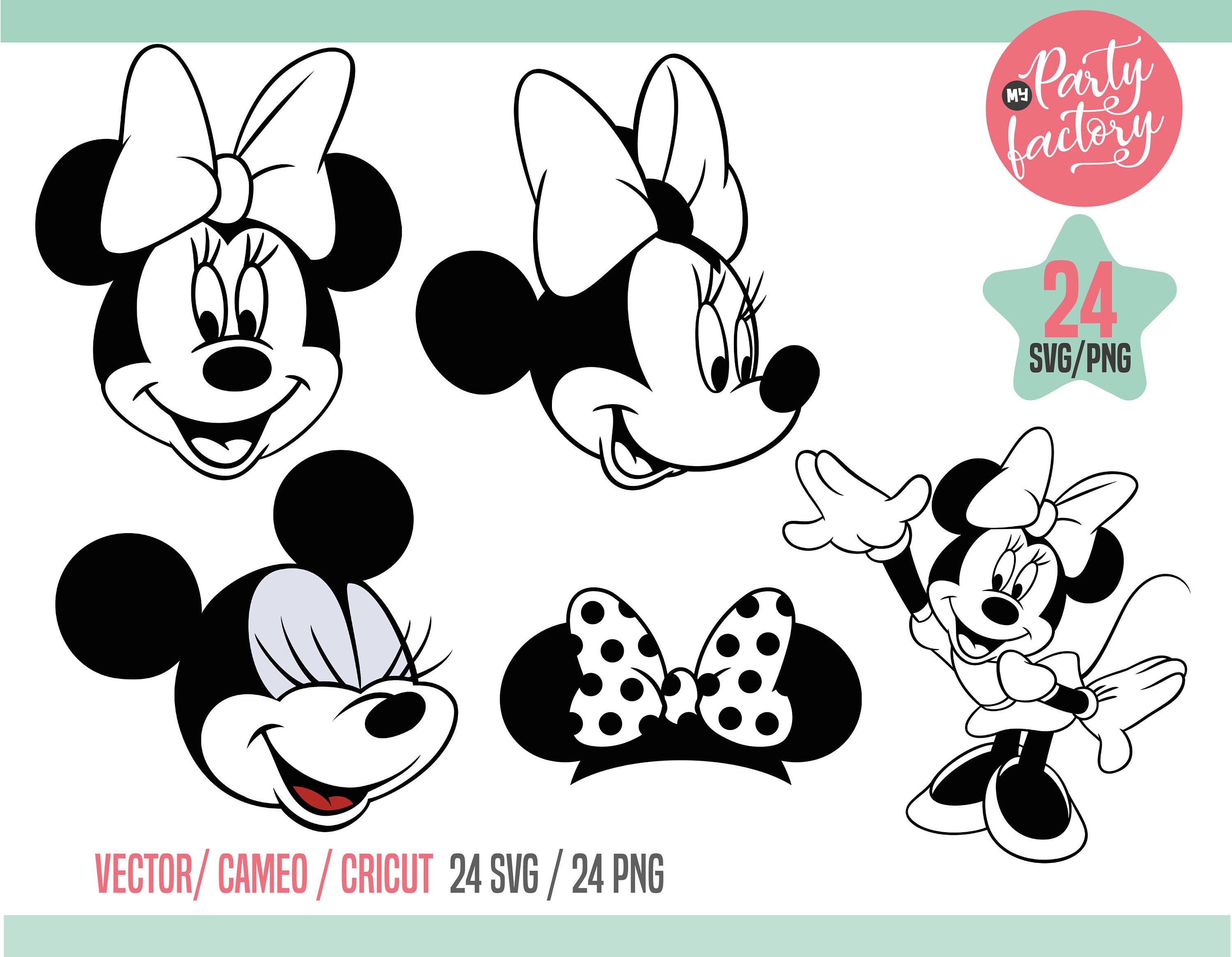 24 Pink Minnie Mouse SVG Cliparts 24 PNG Cliparts Bow Dot - Etsy Denmark
