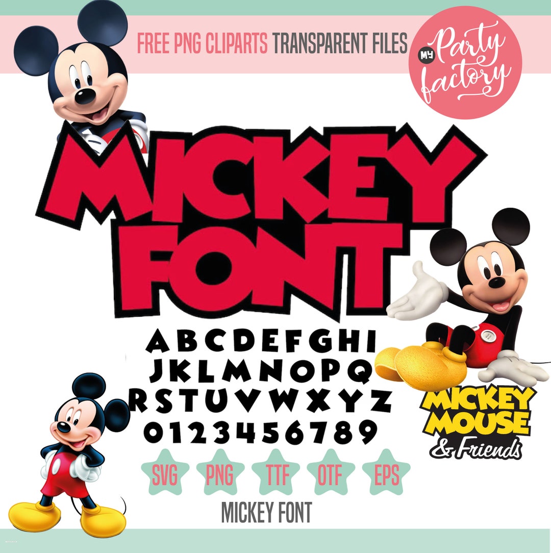 Mickey Font SVG, Free Mickey Png Clipart, Mickey Alphabet Ttf, Otf, Png ...