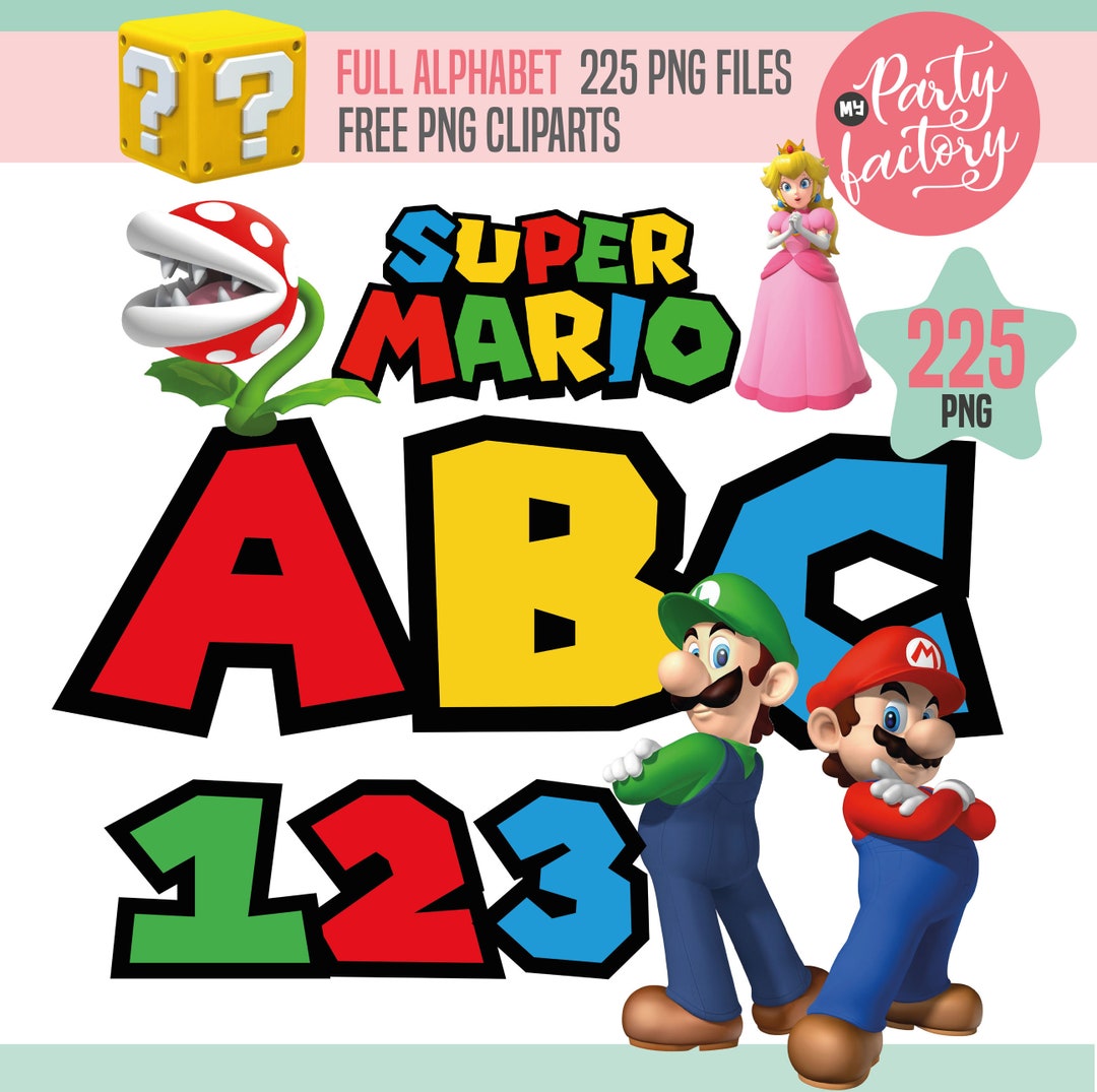Mario Alphabet Mario Font Free Mario PNG Clipart Super - Etsy Australia