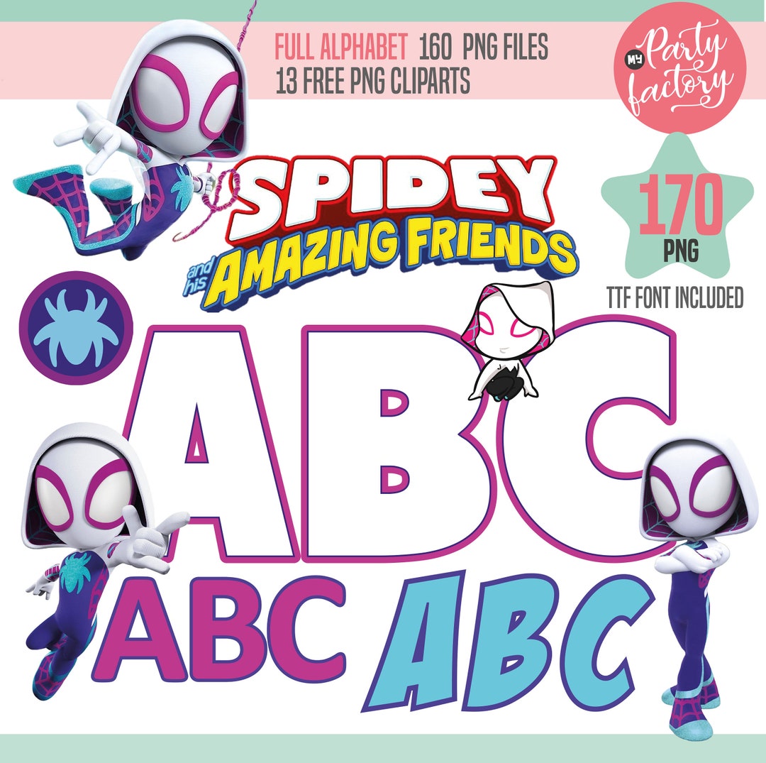 Spidey and his Amazing Friends Alphabet, Spidey Font, free Spidey PNG ...