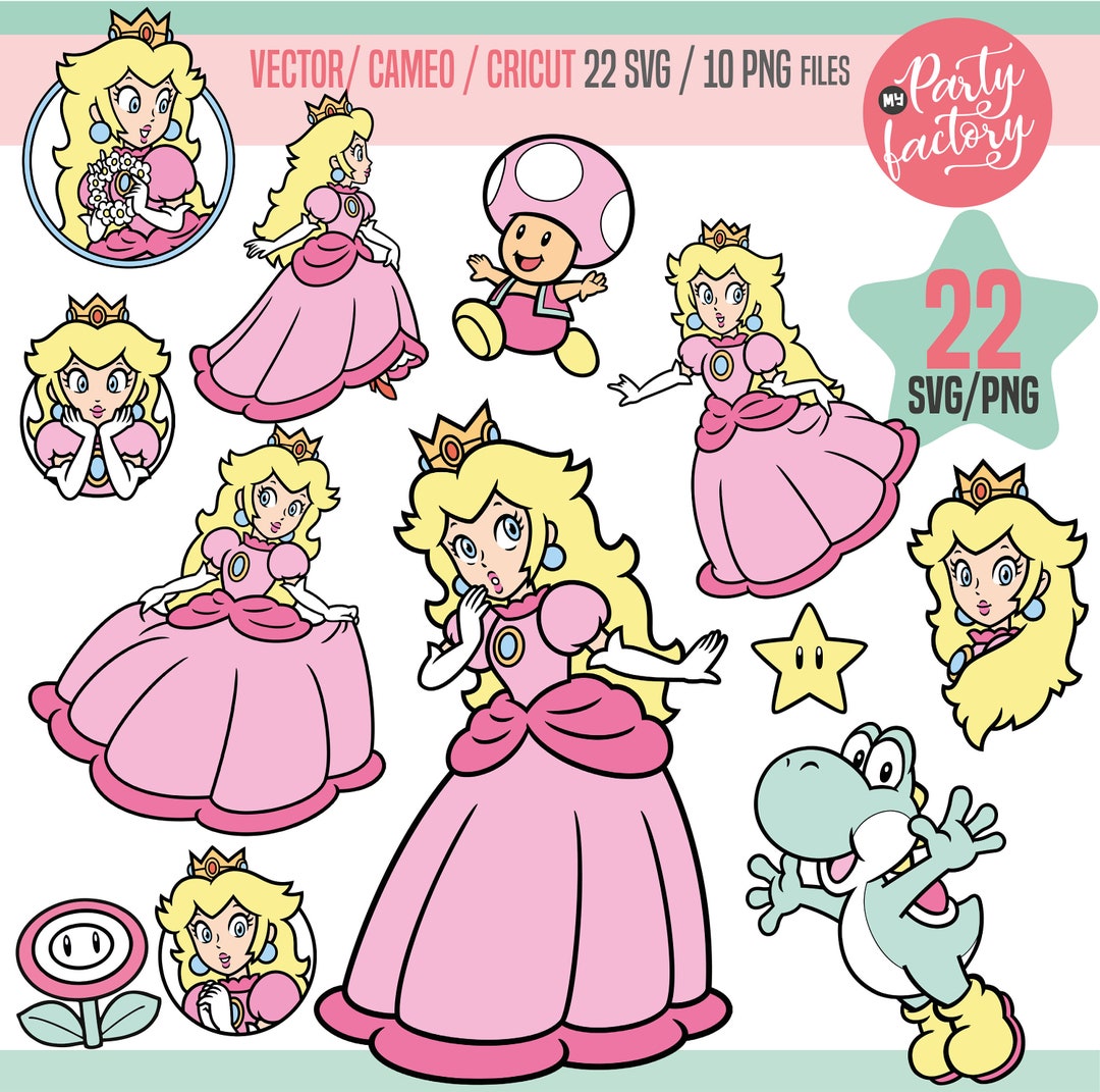 Princess Peach 22 SVG Files, PNG Clipart, Vector Digital, File, Instant ...
