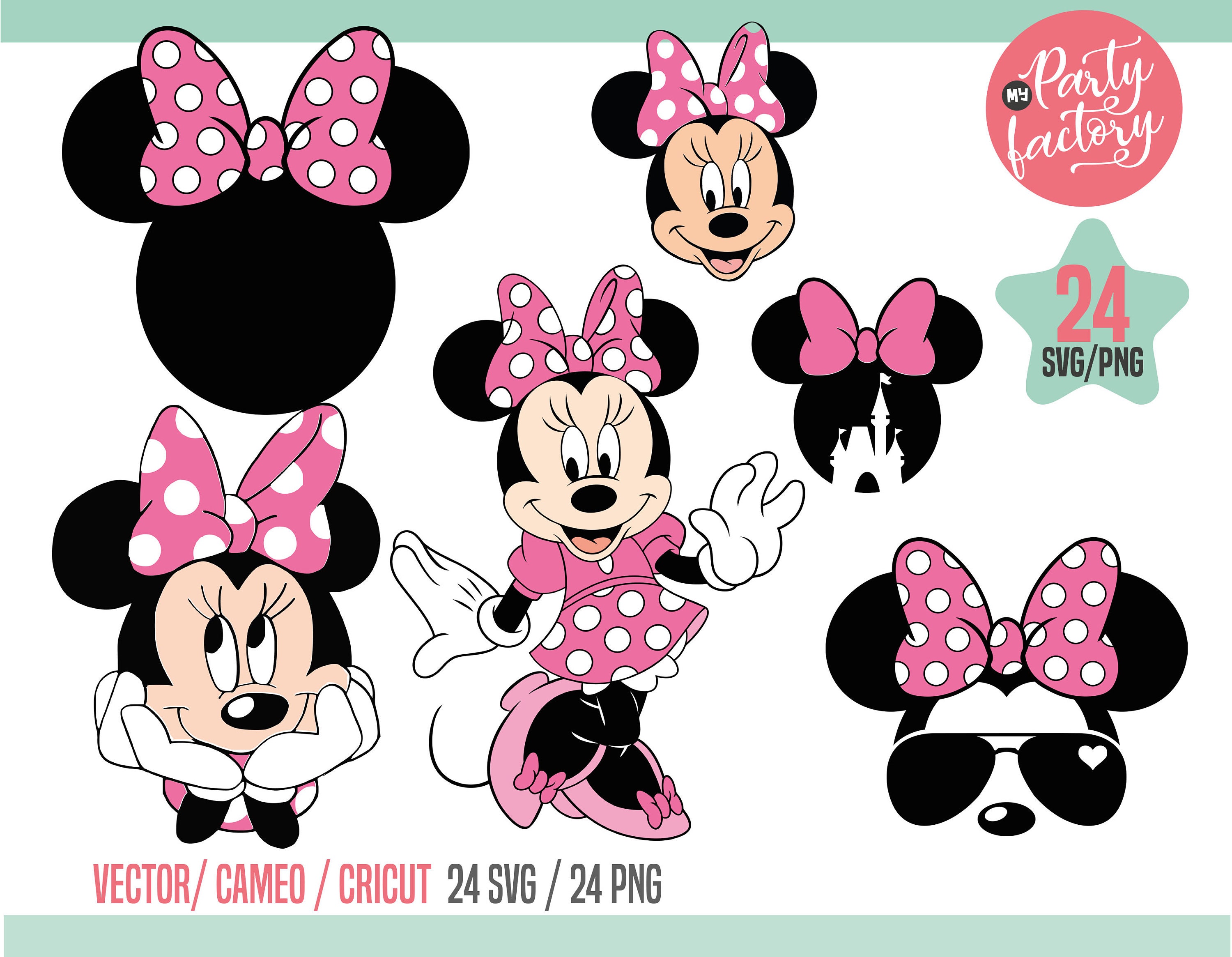 24 Pink Minnie Mouse SVG Cliparts 24 PNG Cliparts Bow Dot - Etsy UK